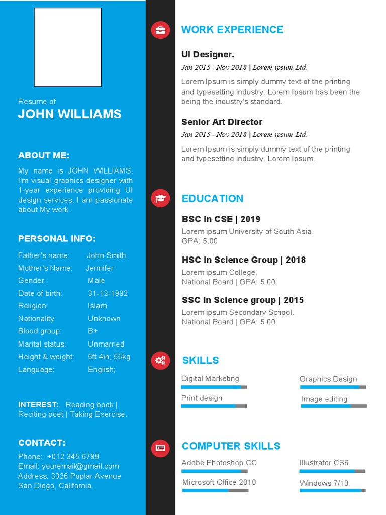 15 Template CV Word Gratis Blue Word Resume | PDF | Software | Computing