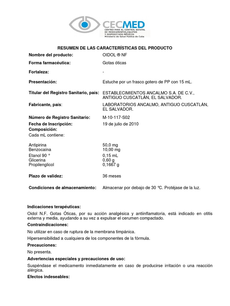 m10117s02 Oidol | PDF | Medicamentos con receta | Drogas