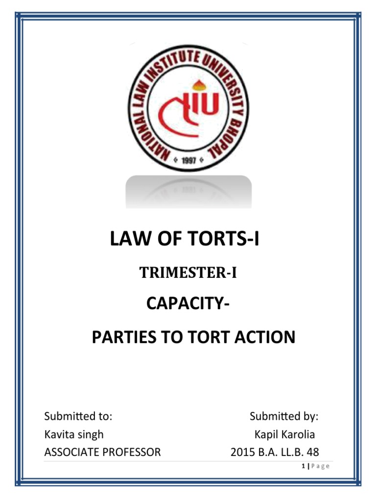 Law of Torts-I: Capacity-Parties To Tort Action | PDF | Minor (Law ...