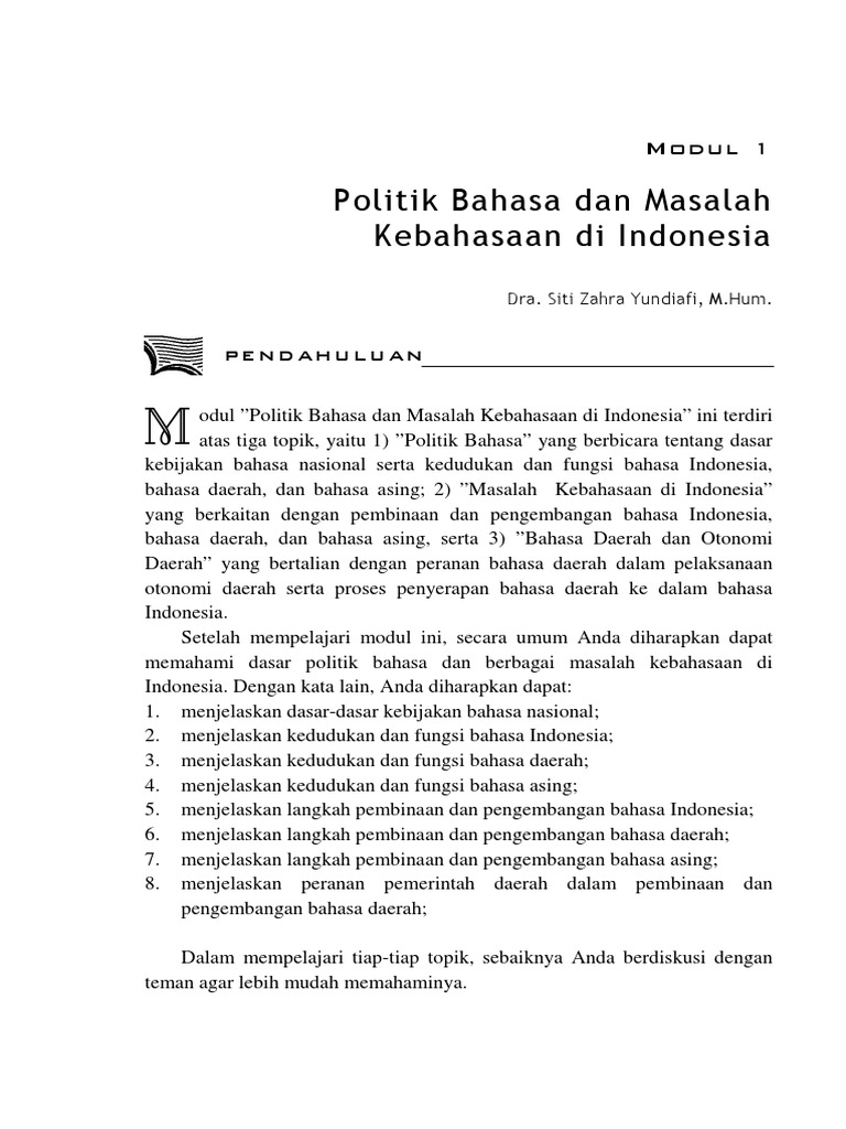 Politik Bahasa dan Kebahasaan Indonesia | PDF
