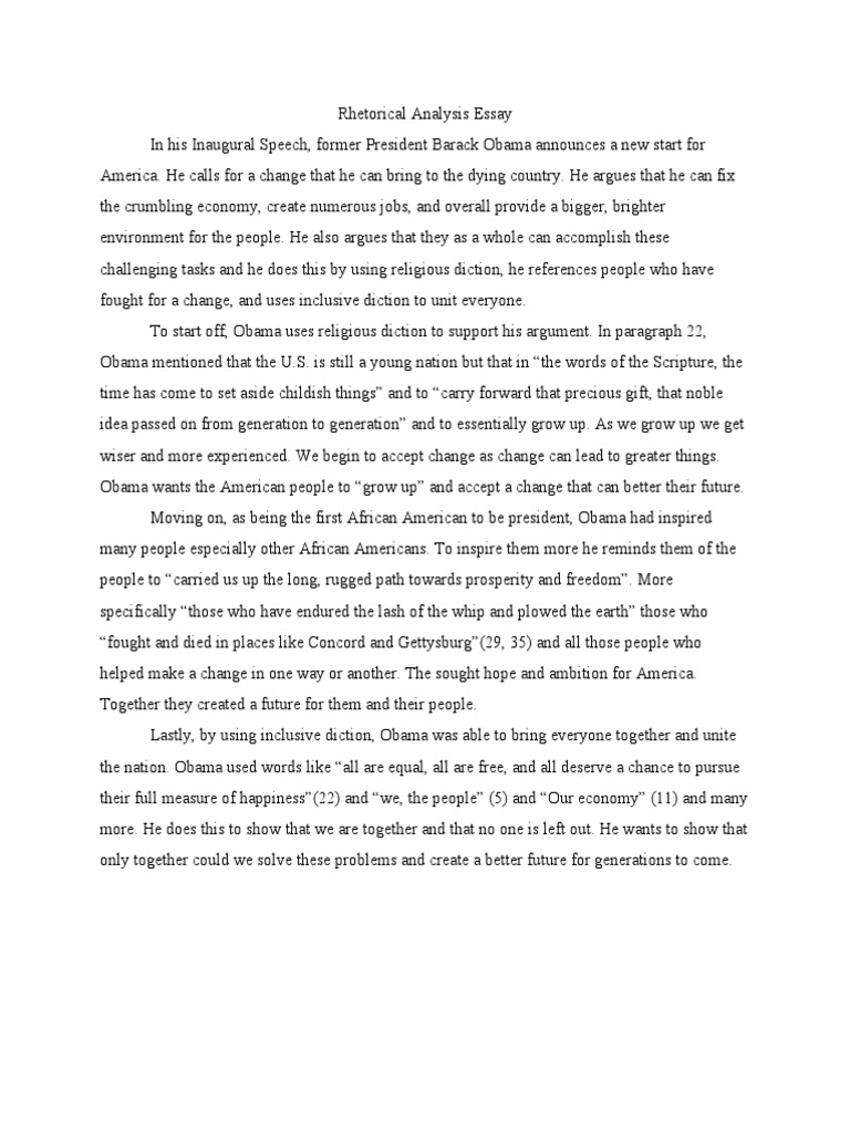 Rhetorical Analysis Essay Barack Obama Speech | PDF