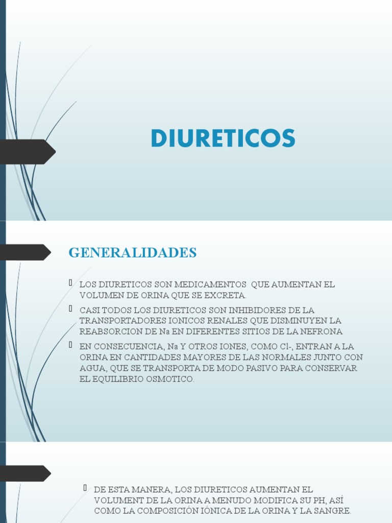 Diuréticos: Tipos y Mecanismos de Acción | PDF | Sodio | Riñón