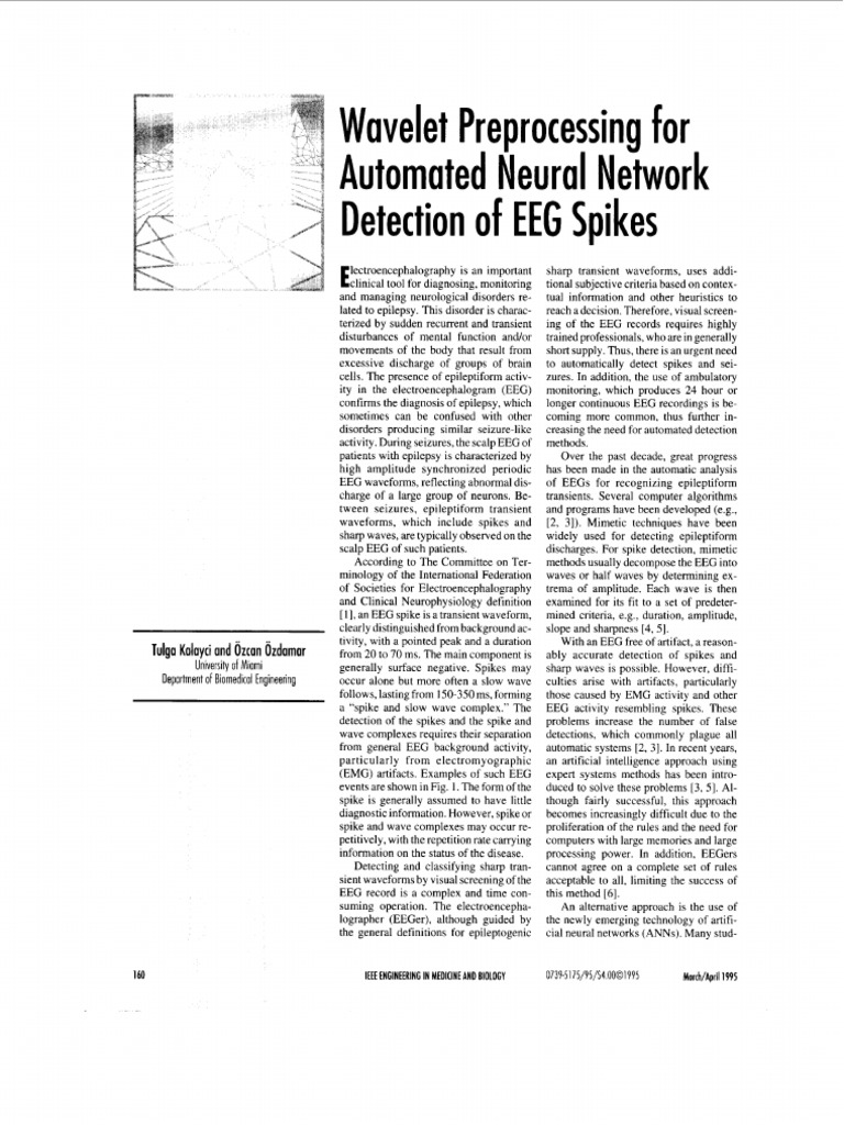 EEG Spike Detection via Wavelets | PDF | Electroencephalography | Wavelet