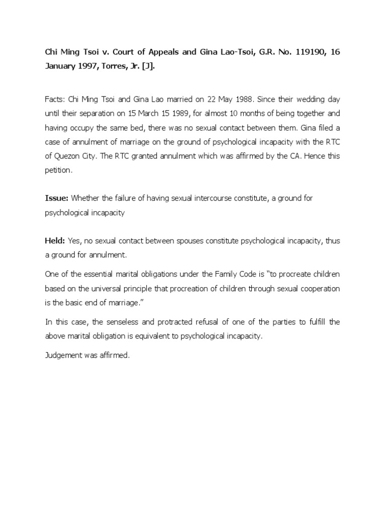 Chi Ming Tsoi V Gina Lao Tsoi | PDF