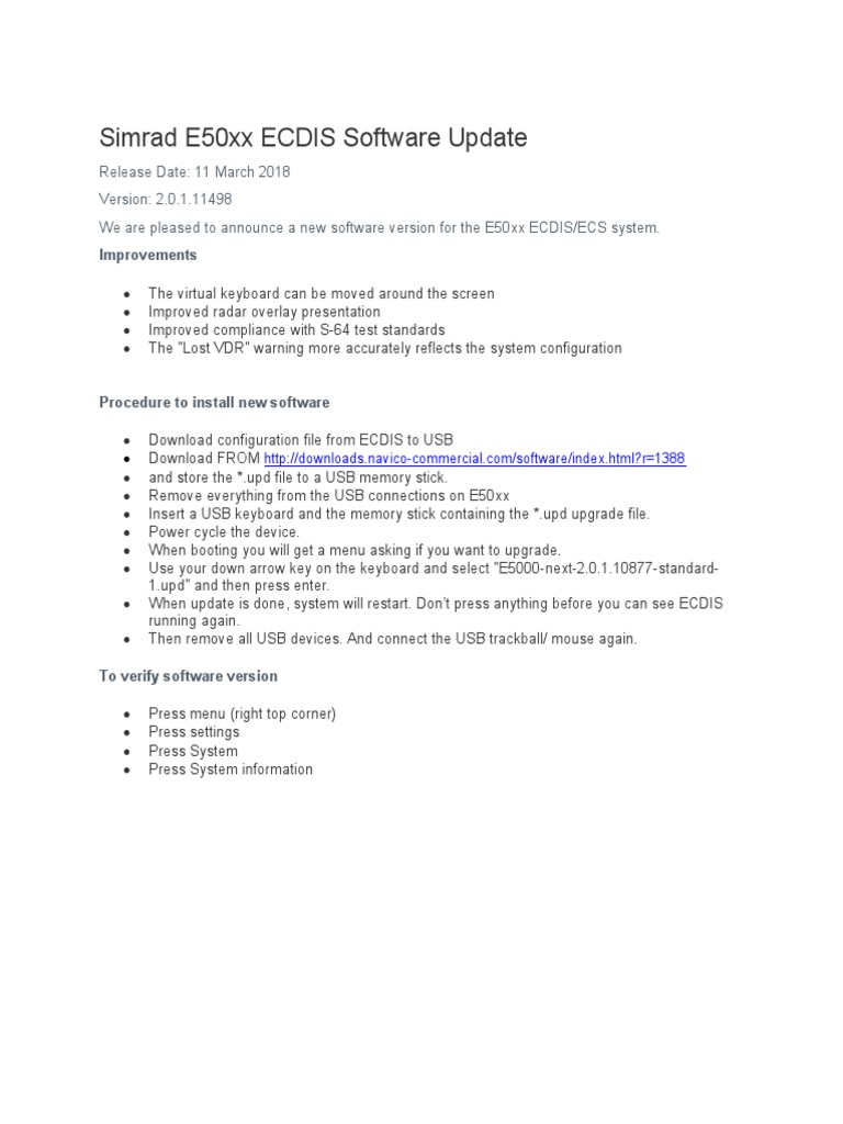 Software Update Procedure | PDF