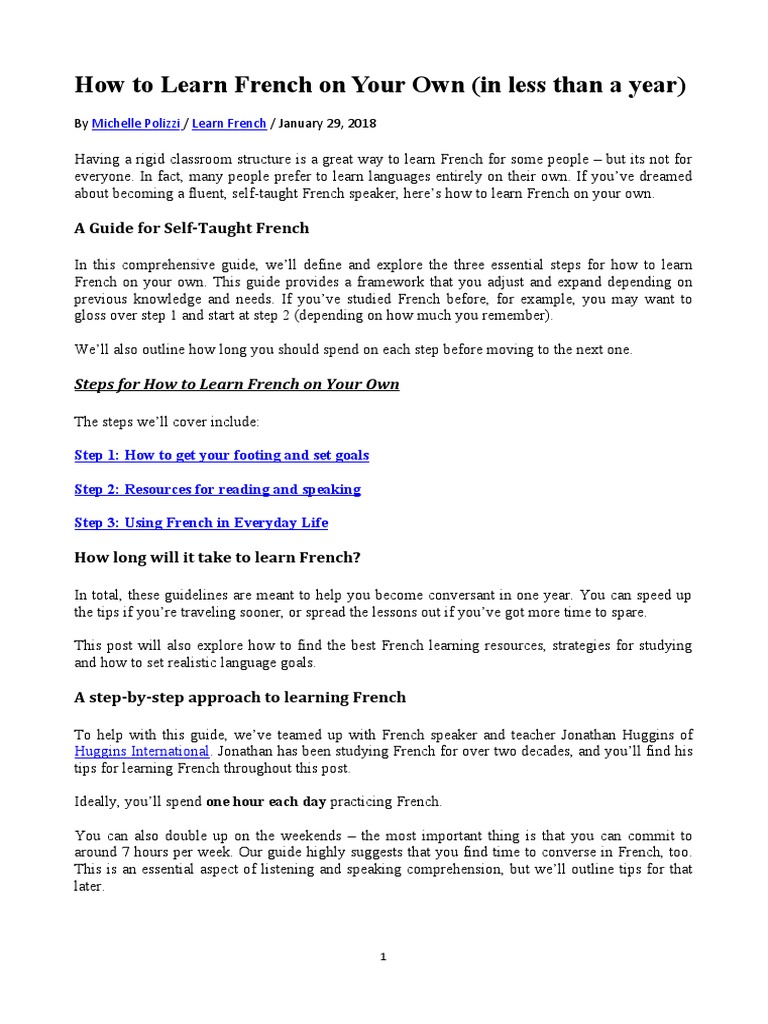 How To Learn French On Your Own | PDF | Flashcard | Vocabulary
