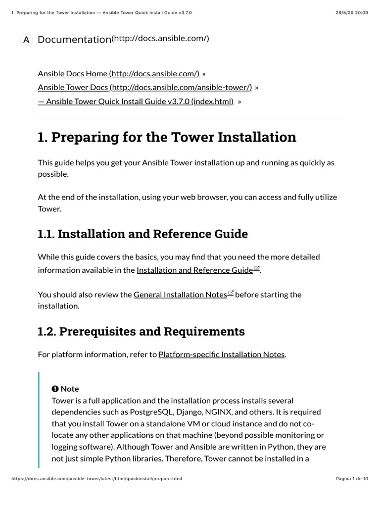 Preparing For The Tower Installation - Ansible Tower Quick Install Guide v3.7.0 | PDF | Public ...