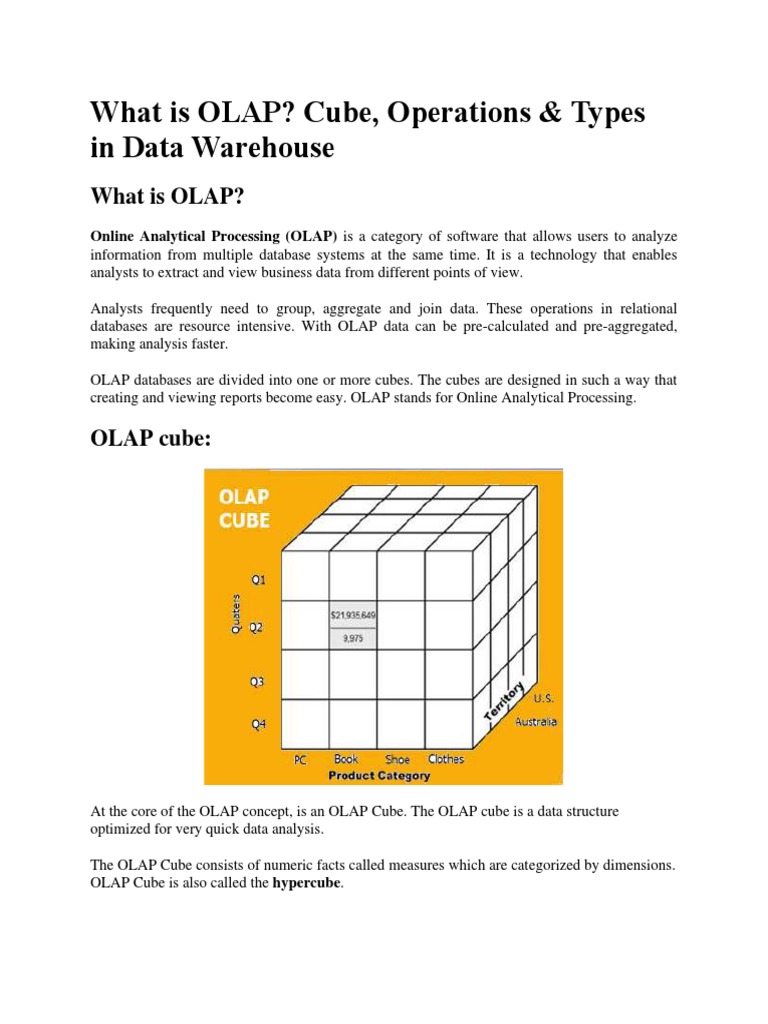 What is OLAP? Types, Cube & Operations Explained | PDF | Data ...