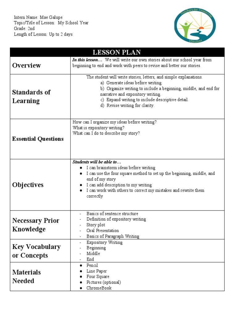 VTFT I Lesson Plan Template Elp-3 | PDF | Lesson Plan | Behavior ...