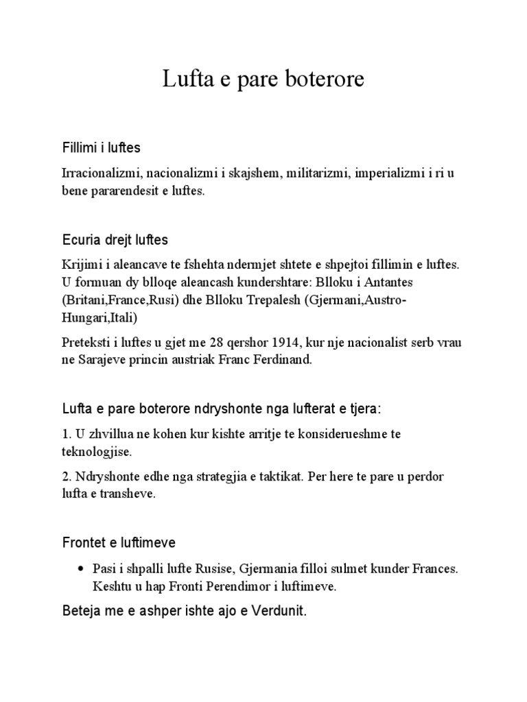 Lufta e Pare Boterore | PDF