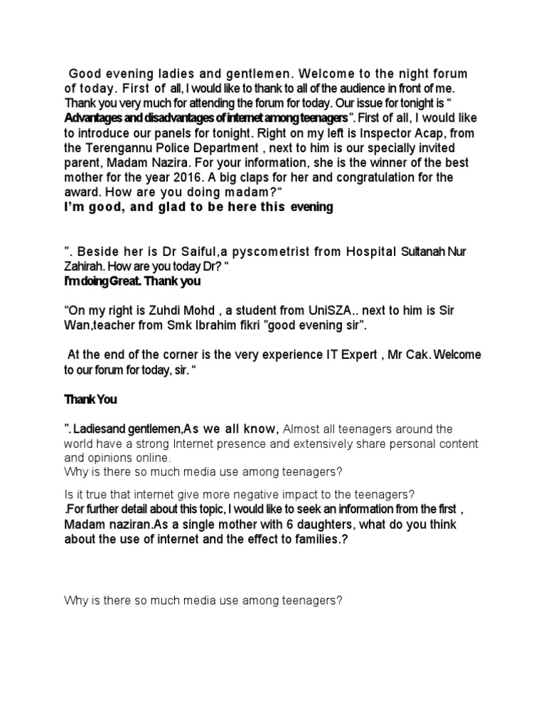 Good Evening Ladies and Gentlemen | PDF