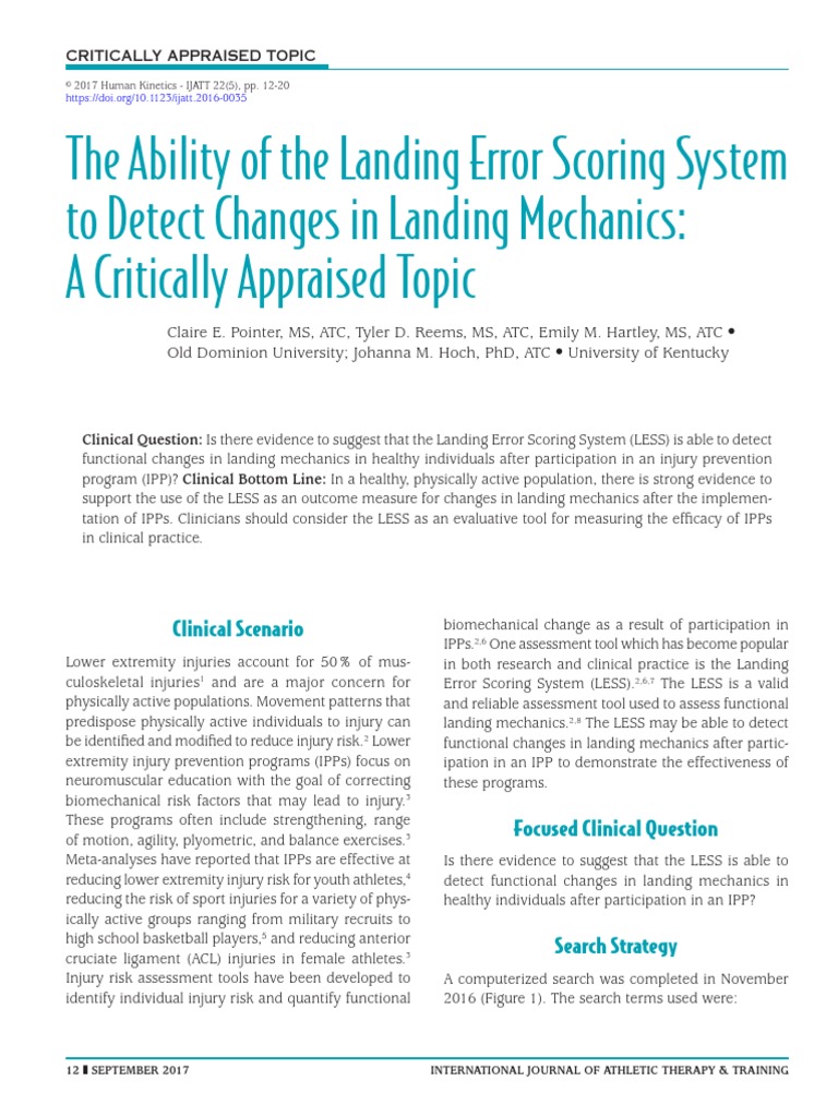 The Ability of The Landing Error Scoring System To Detect Changes in ...