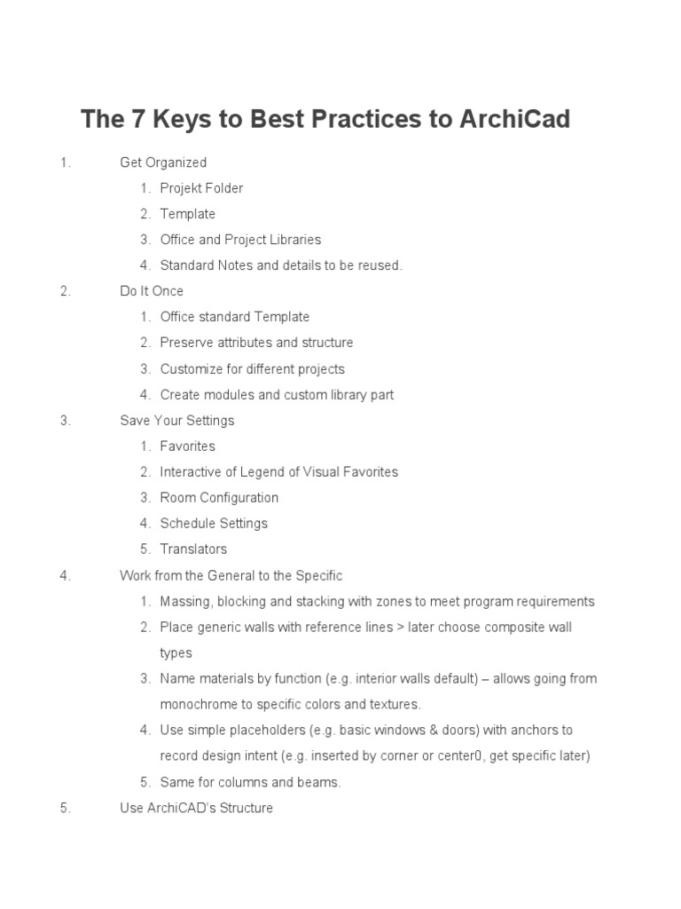 The 7 Keys To Best Practices To ArchiCad | PDF