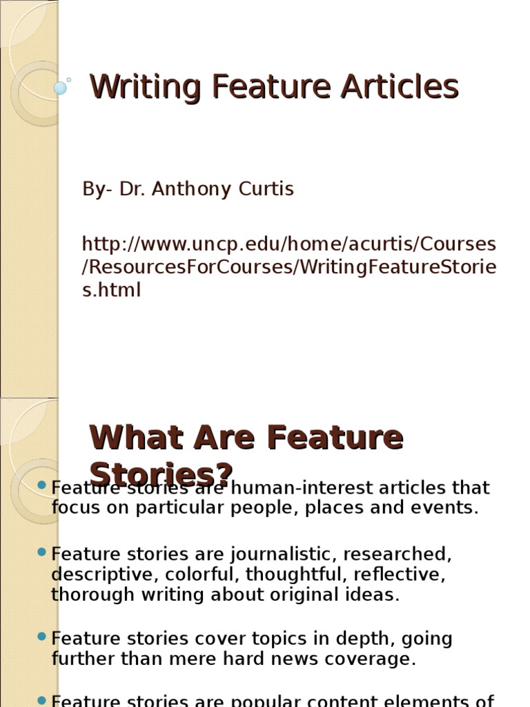 Writing Feature Articles PDF | PDF | News | Writers