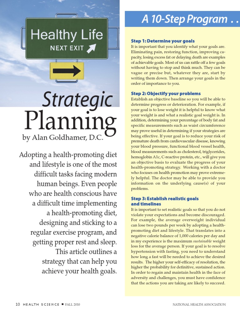 Strategic Planning For Health | PDF | Dieting | Goal
