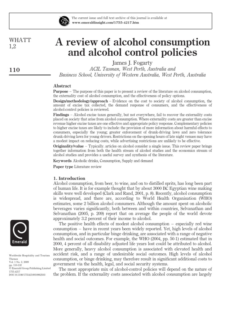 A Review of Alcohol Consumption | PDF | Alcoholism | Alcoholic Drinks