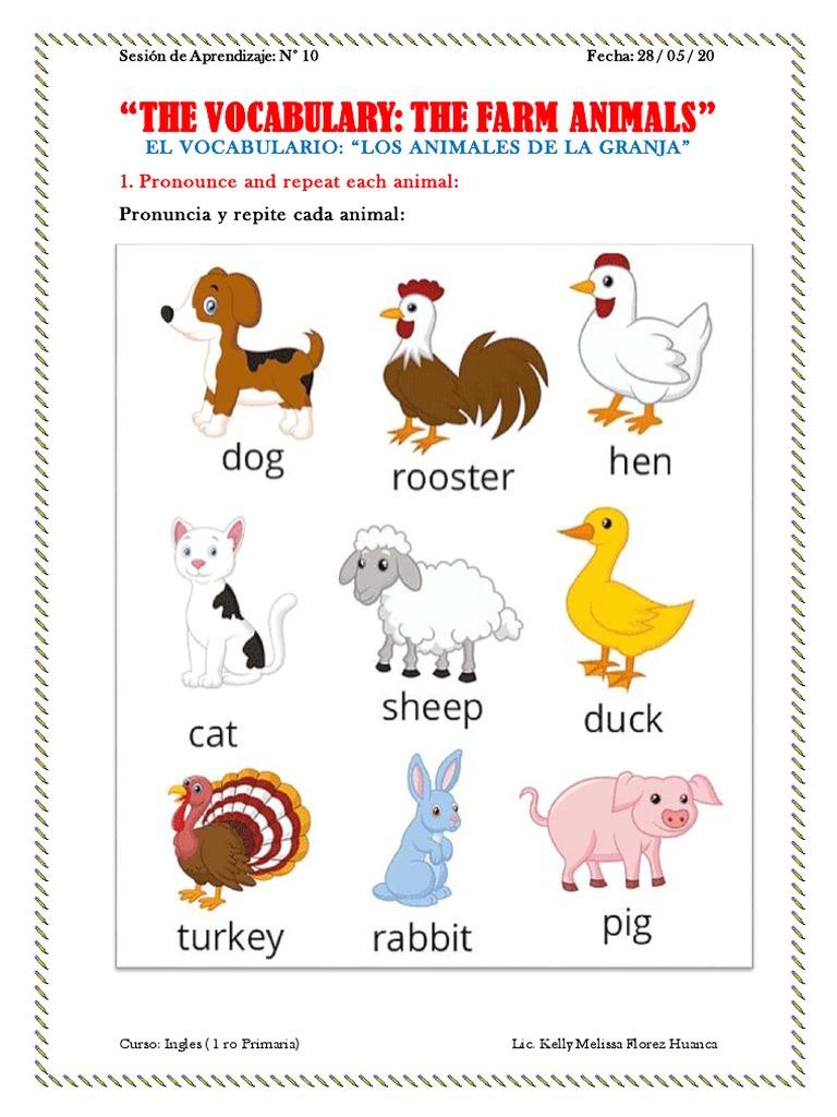 Vocabulario de Animales de Granja en Inglés | PDF