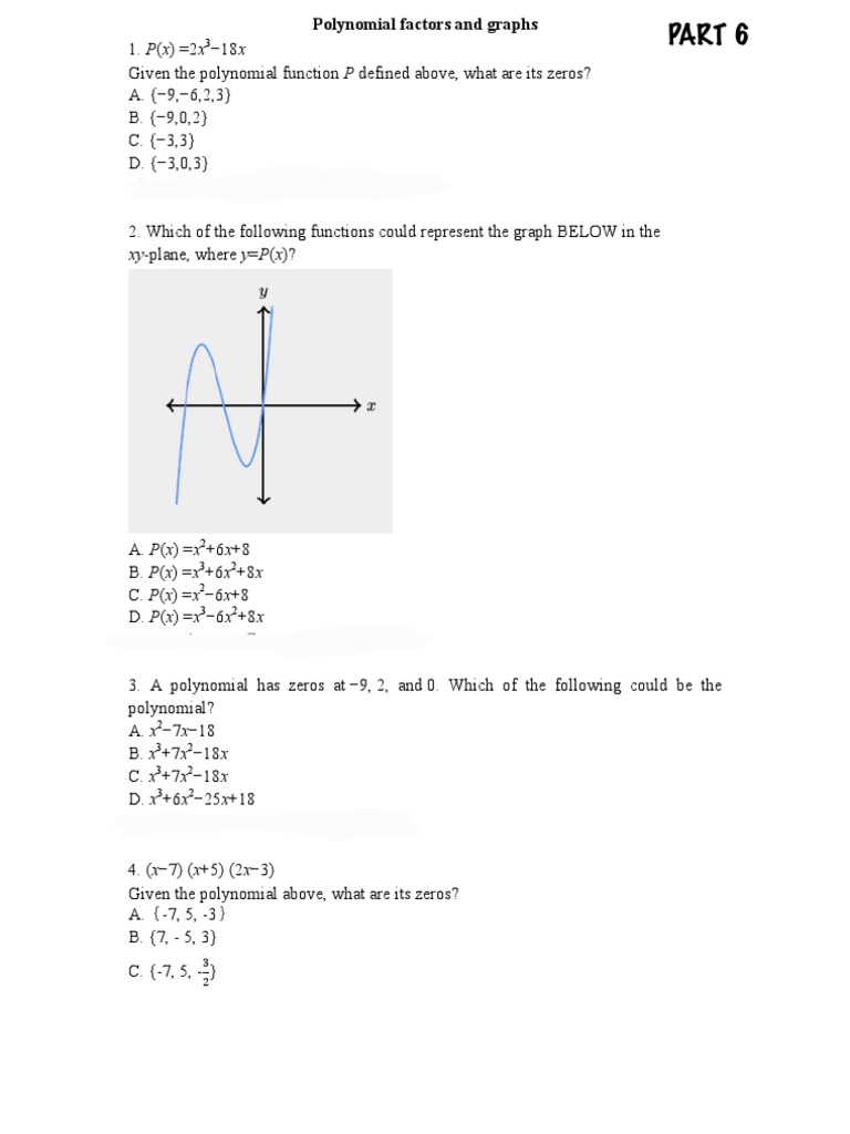 6.polynomial Factors and Graphs | PDF | Polynomial | Zero Of A Function