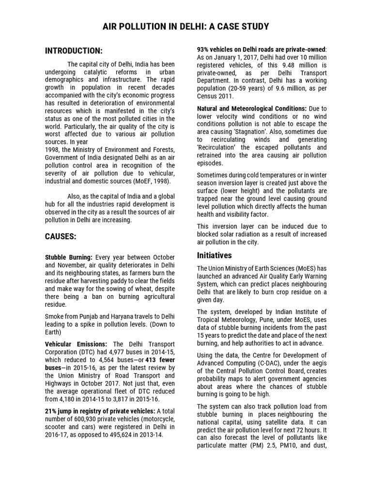 Delhi Case Study | PDF | Delhi | Air Pollution
