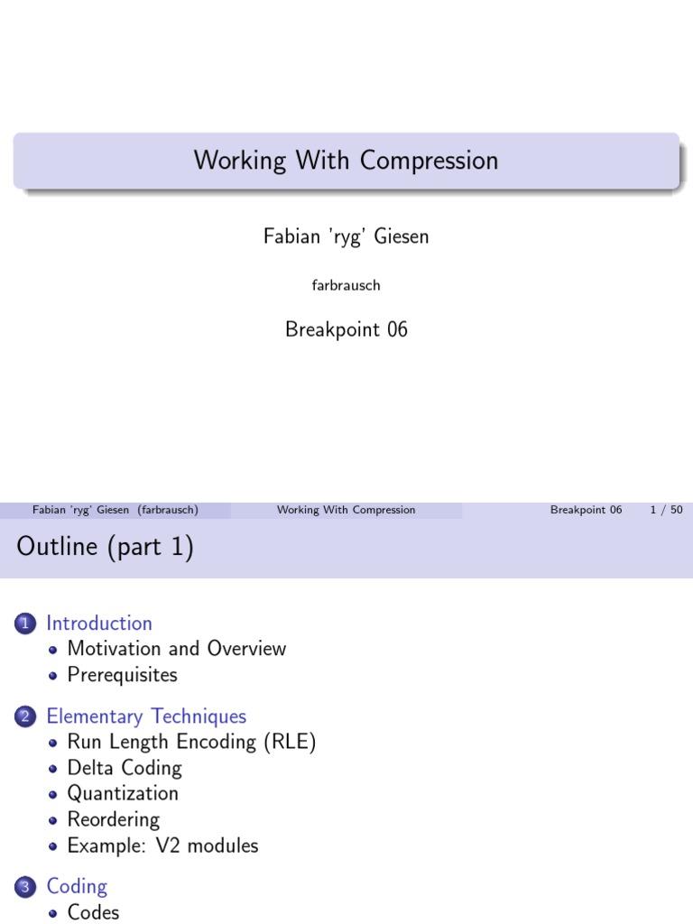 Compression Techniques for Intros | PDF | Data Compression | Code