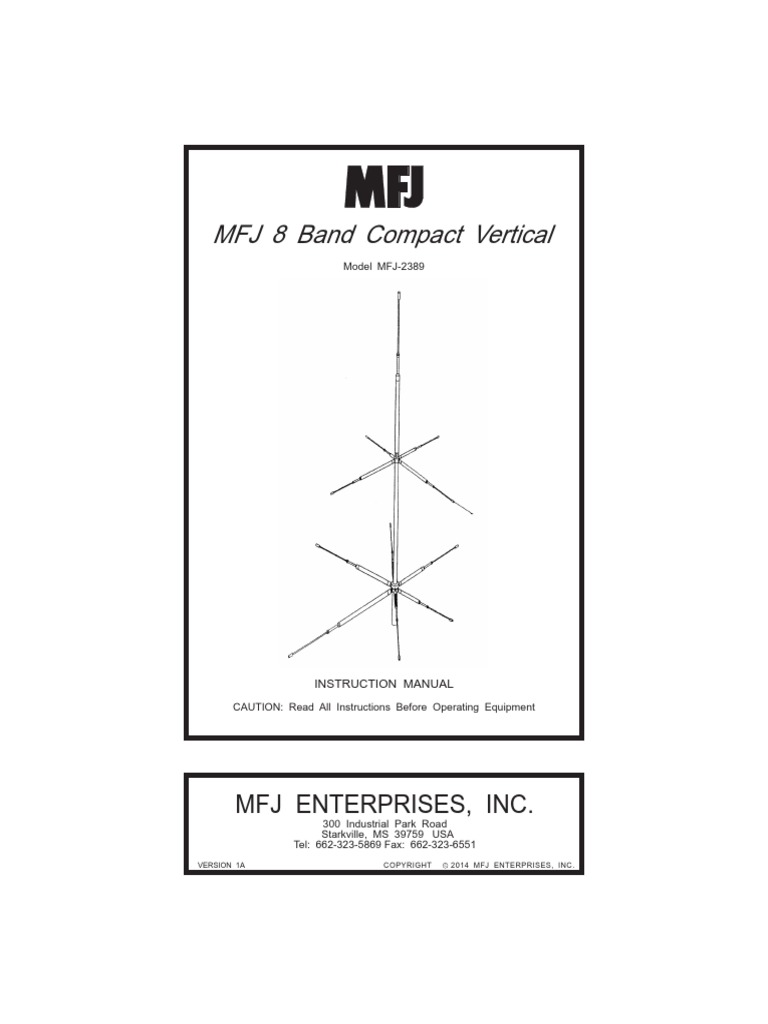 MFJ-2389 Instruction Manual | PDF | Very High Frequency | Antenna (Radio)