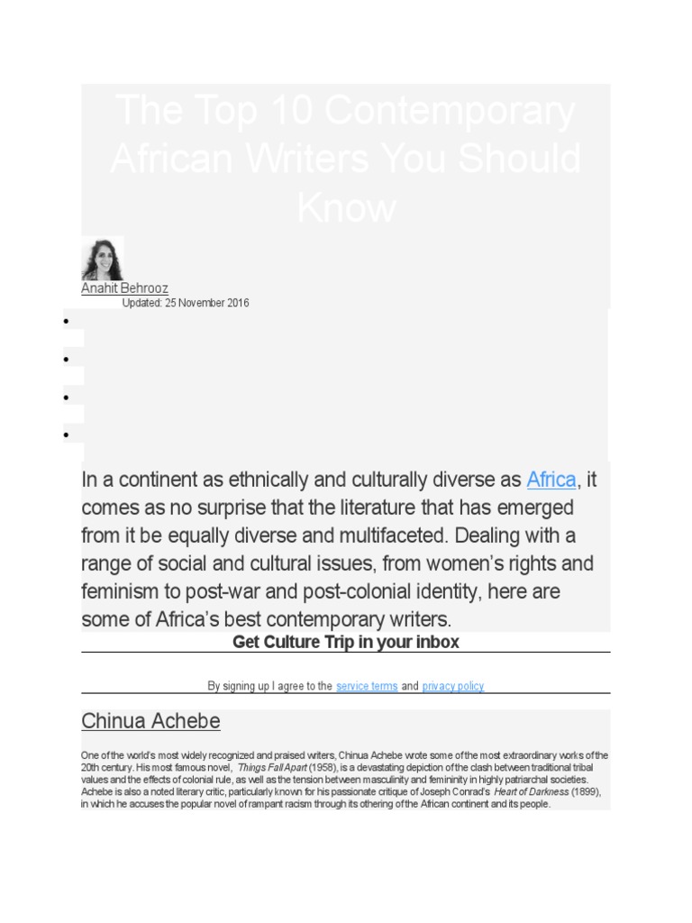 African Authors-Contemporary | PDF | Poetry