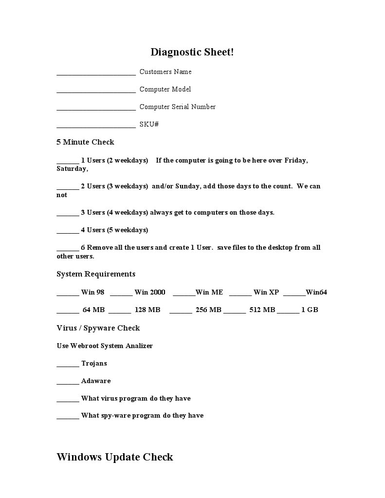 Diagnostic Sheet!: 5 Minute Check | PDF | Spyware | Antivirus Software
