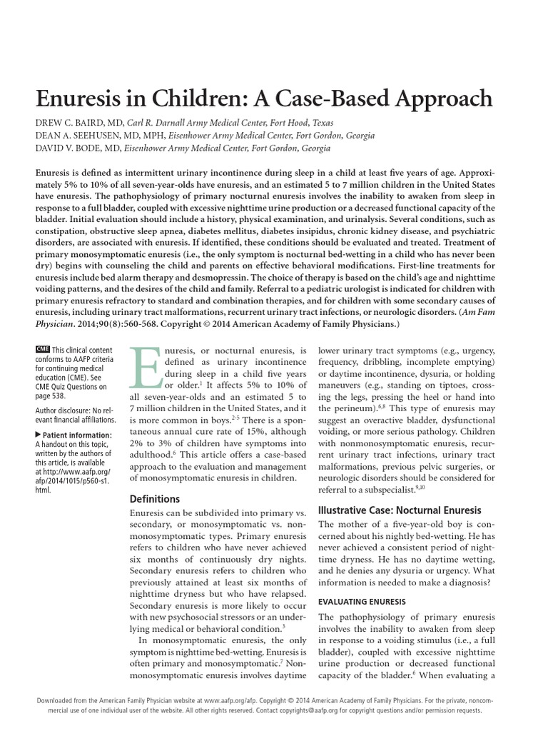 Enuresis in Children - A Case - Based Approach | PDF | Nocturnal ...