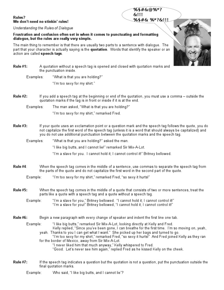 Dialogue Rules Handout | PDF | Punctuation | Notation