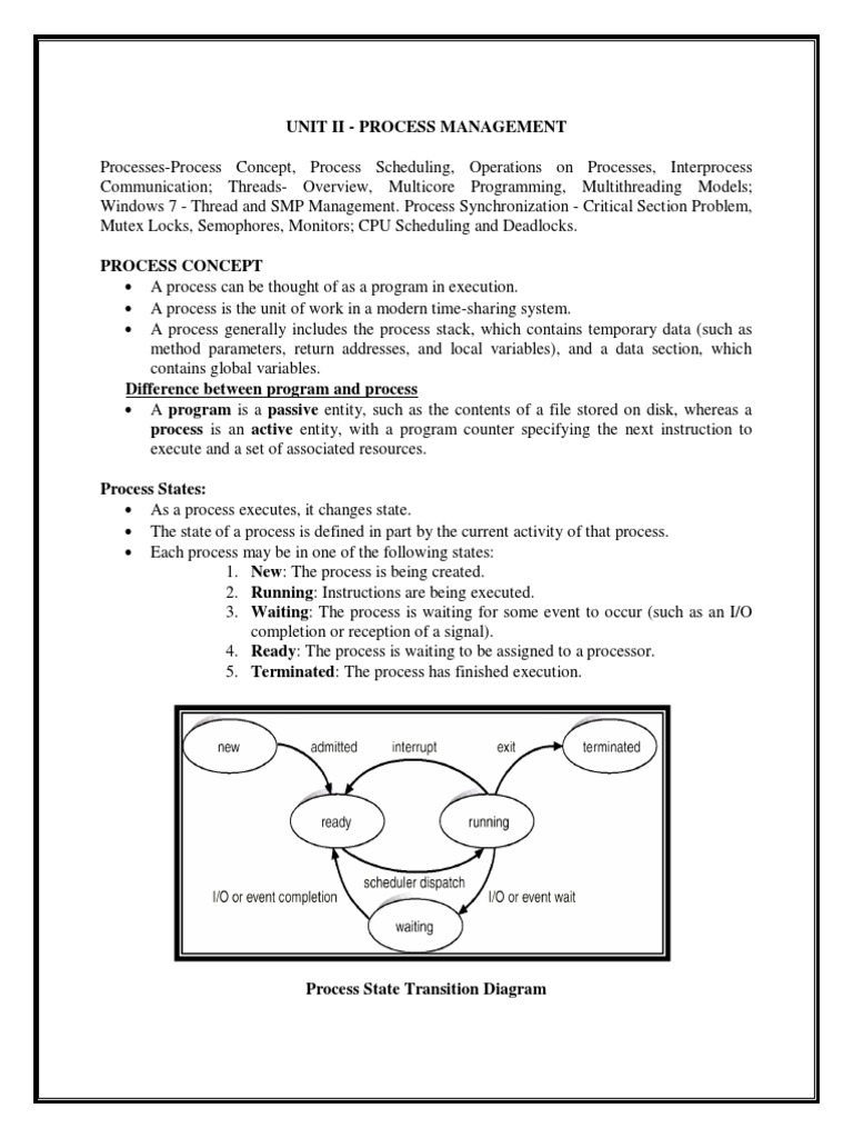 Unit Ii - Process Management | PDF | Thread (Computing) | Scheduling (Computing)