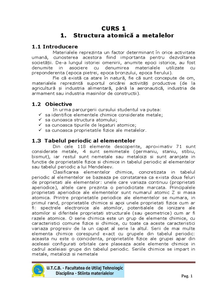 Structura Atomică A Metalelor | PDF