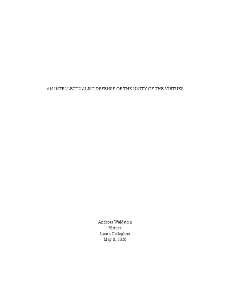 0-Unity of The Virtues Paper | PDF | Courage | Prudence