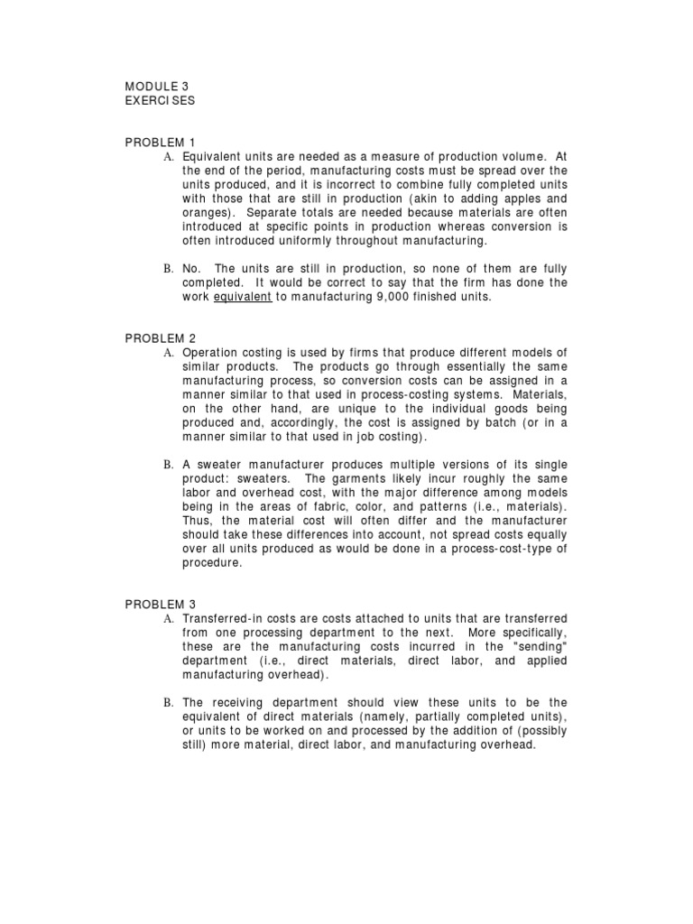 Cost Accounting Concepts and Calculations: Module 3 Exercises | PDF | Cost Of Goods Sold ...