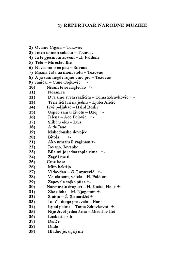 Repertoar Narodne Muzike | PDF