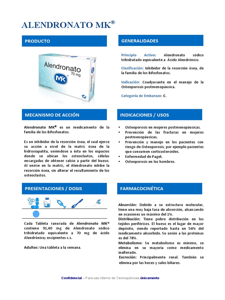 FF Alendronato Sodico MK 70mg Tab Manl | PDF | Osteoporosis | Rtt