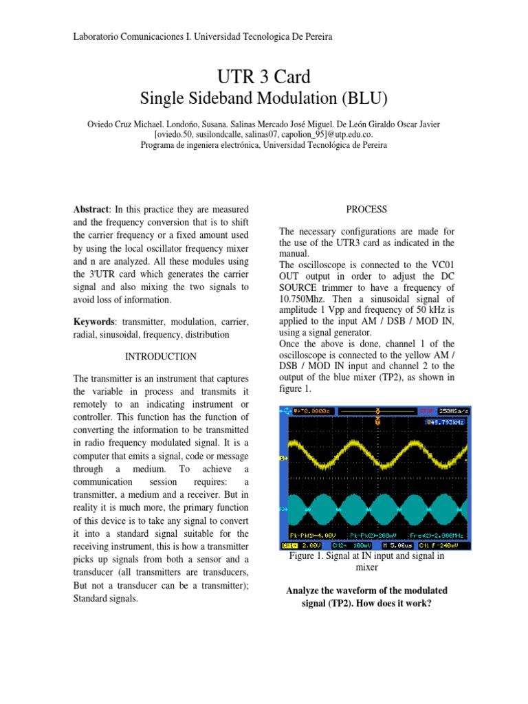 UTR 3 Card: Single Sideband Modulation (BLU) | PDF | Transmitter | Wireless