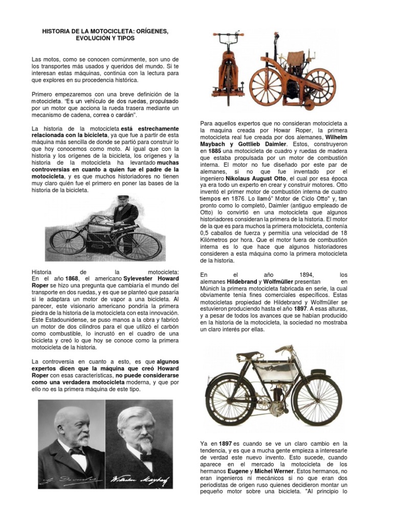 Evolución de la Motocicleta a lo Largo del Tiempo | PDF | Motocicleta ...