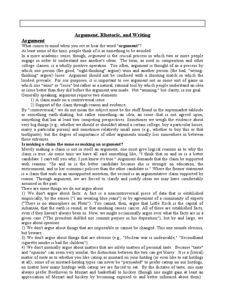 Argument, Rhetoric, and Writing | PDF | Rhetoric | Argument