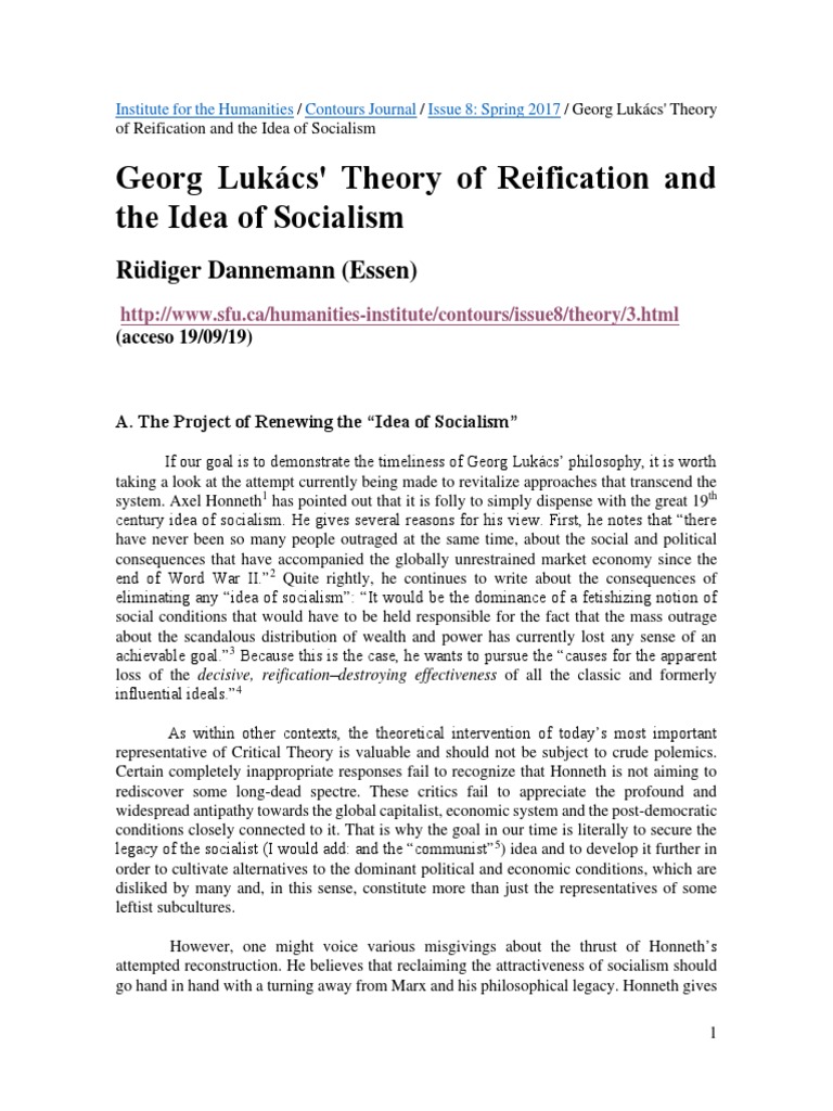 Lukács, Reification & Socialism | PDF | Marxism | Karl Marx