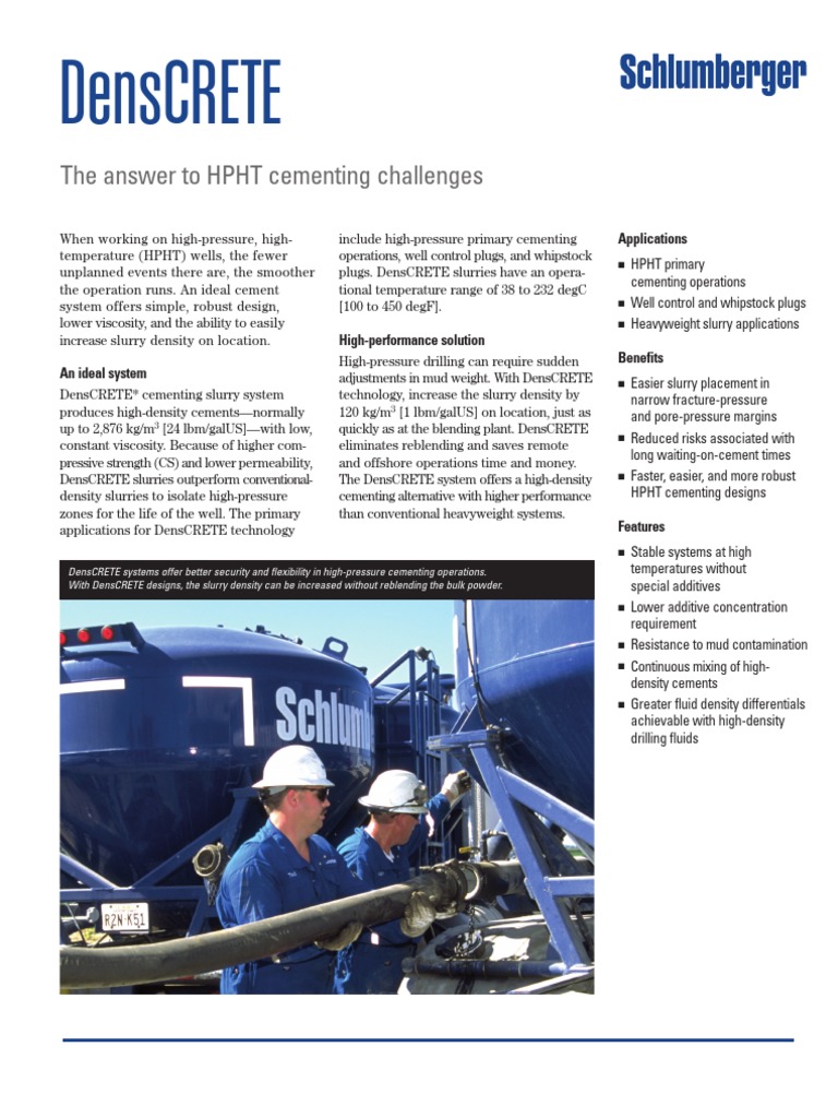 Denscrete: The Answer To HPHT Cementing Challenges | PDF | Materials ...