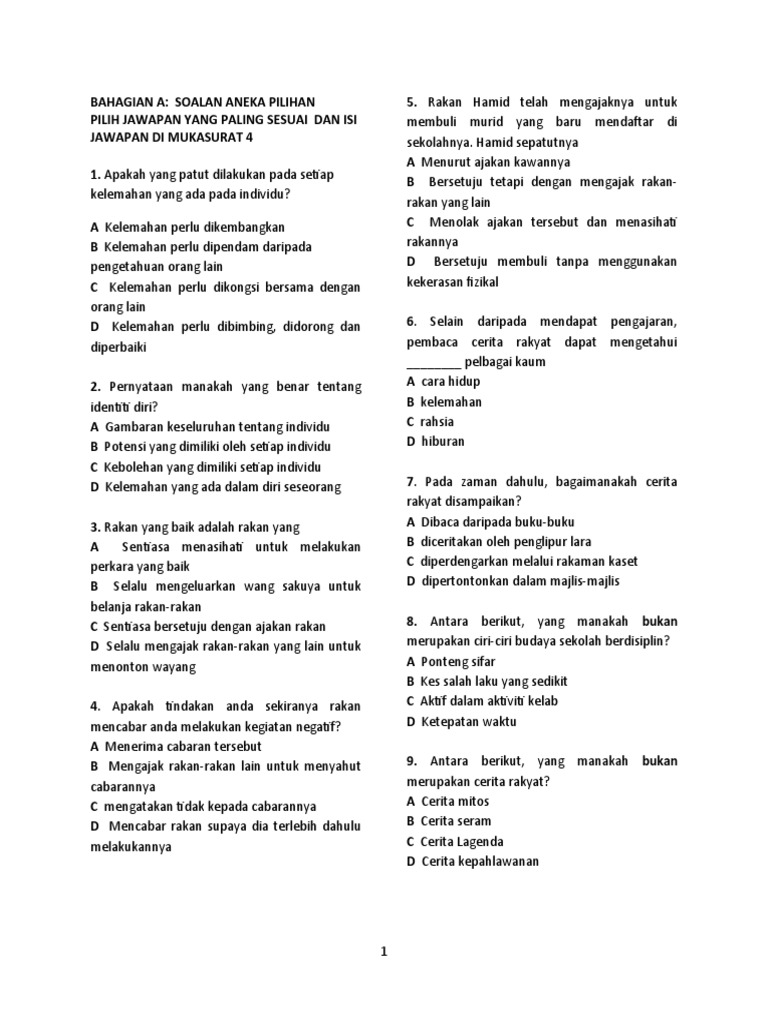 Soklan Sivik Form-1 Final | PDF