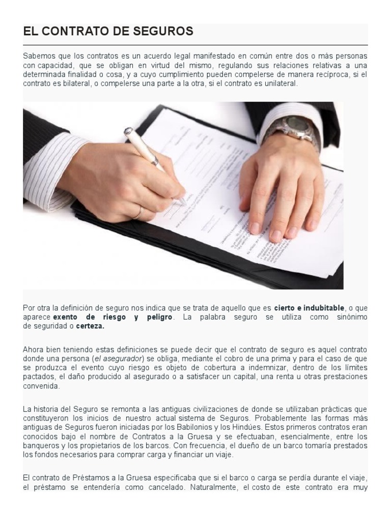 El Contrato de Seguros | PDF | Póliza de seguros | Reaseguro