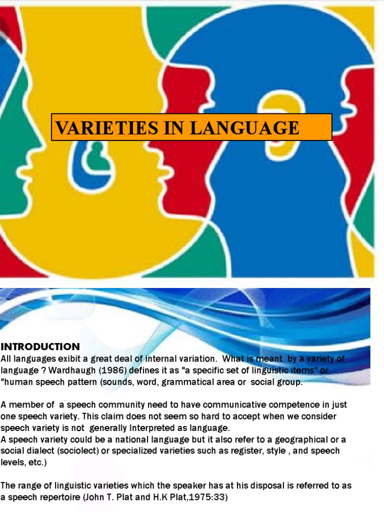Varieties in Language | PDF | Dialect | Linguistics