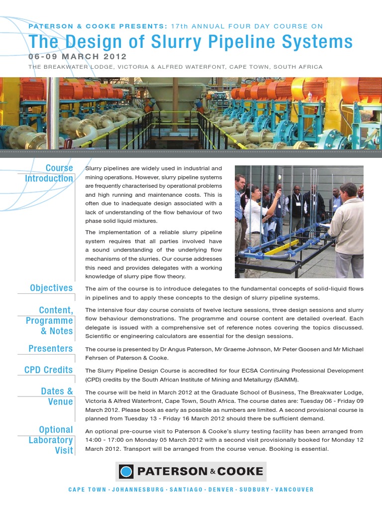 The Design of Slurry Pipeline Systems - Paterson & Cooke | PDF | Rheology | Design