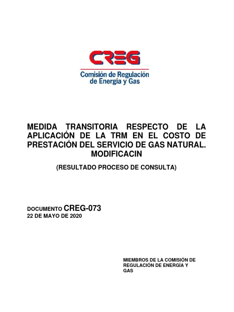 Medida Transitoria TRM Gas Natural | PDF | Gas natural | Transporte