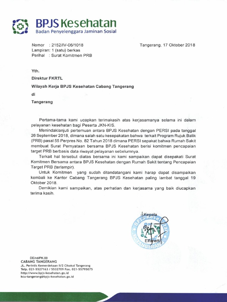 Surat Komitmen PRB (PDF - Io) PDF | PDF