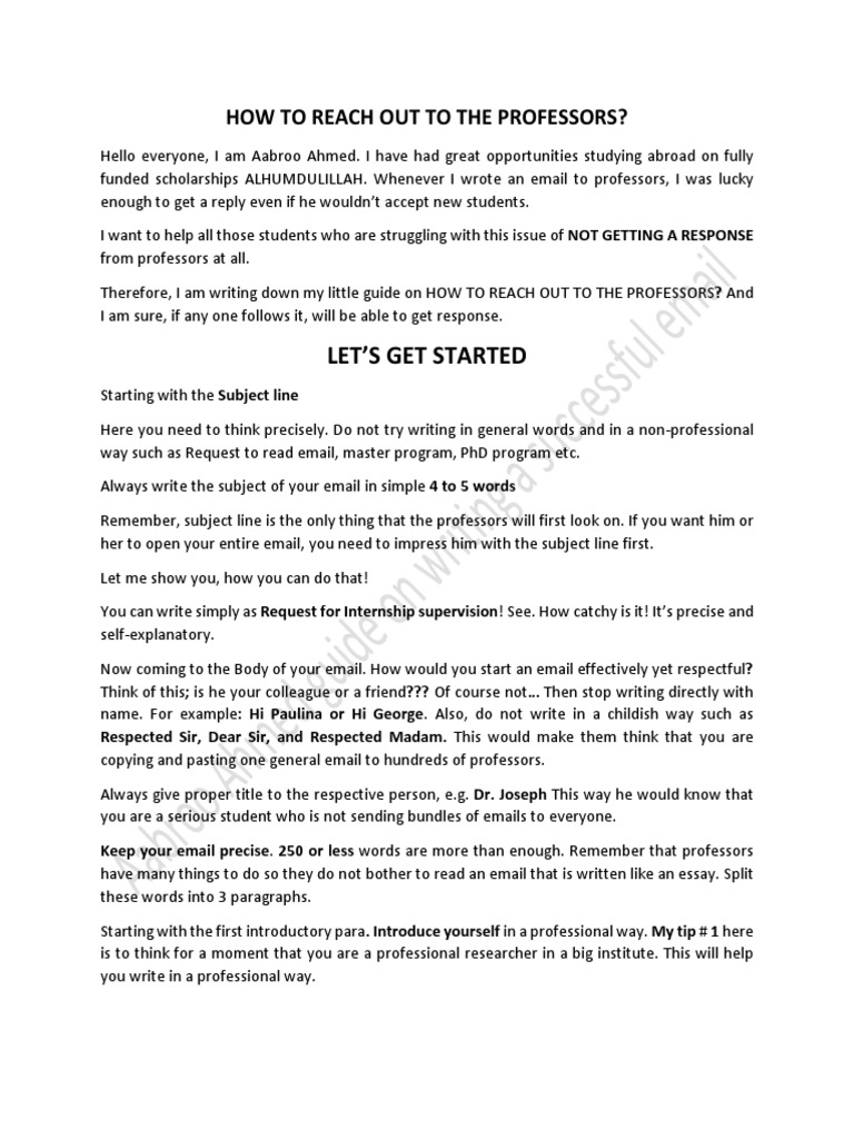 How To Reach Out To The Professors | PDF