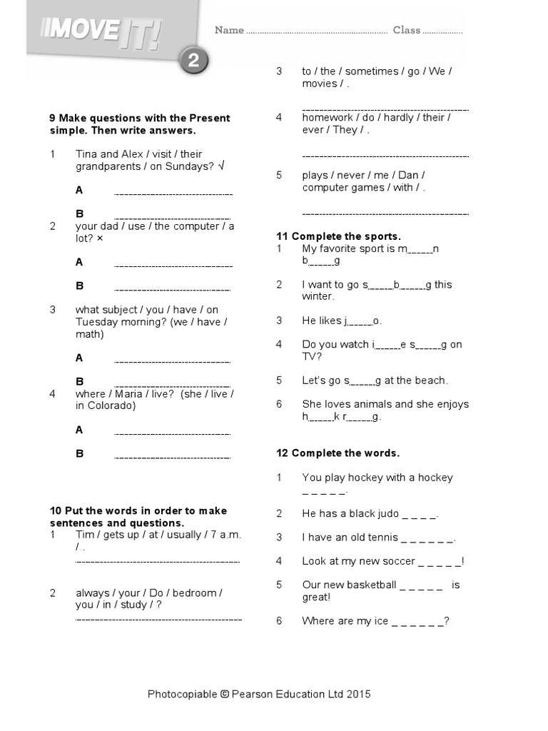 9 Make Questions With The Present Simple. Then Write Answers | PDF