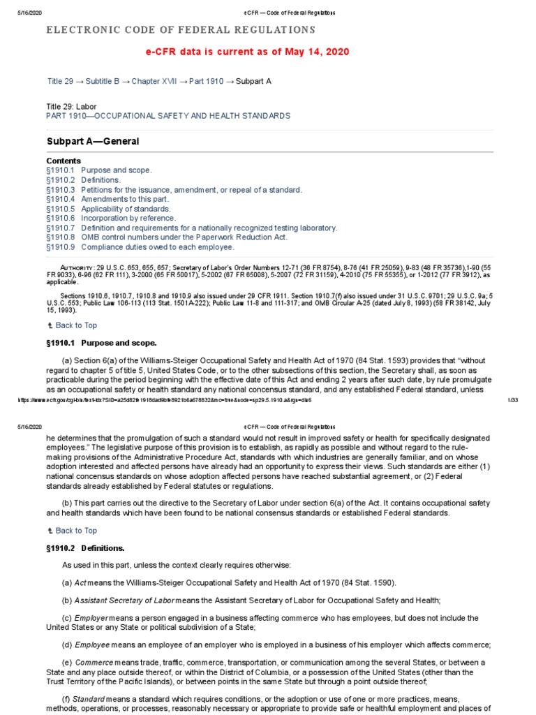 e-CFR Data Is Current As of May 14, 2020: Electronic Code of Federal ...