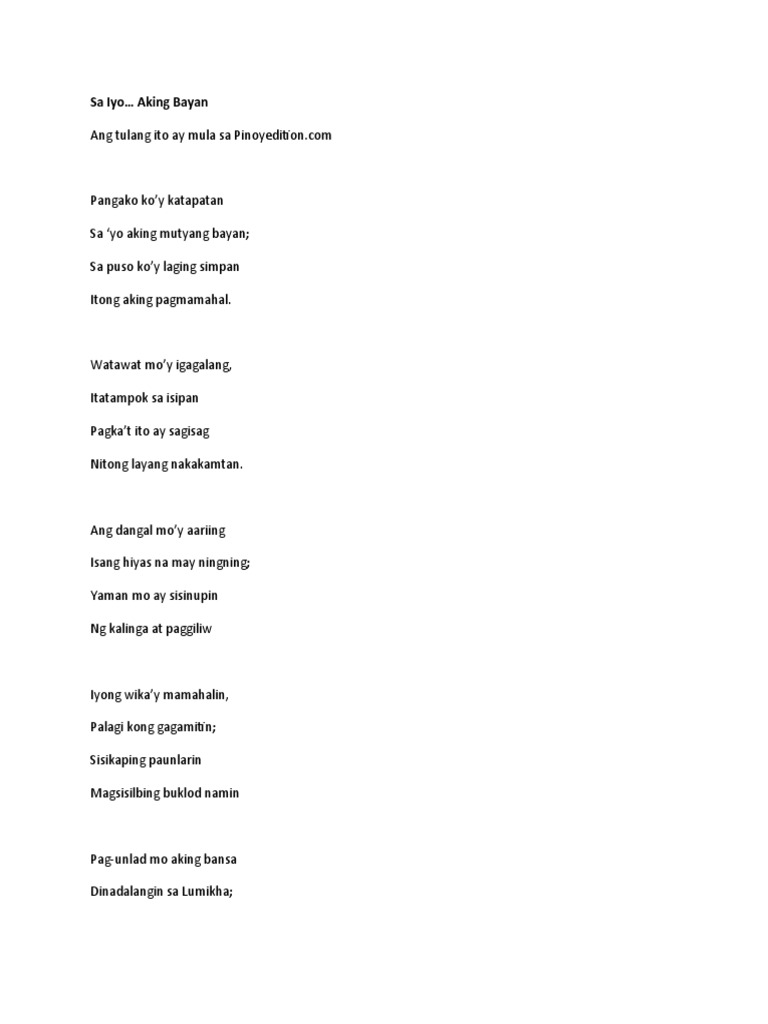Sa Iyo Aking Bayan | PDF